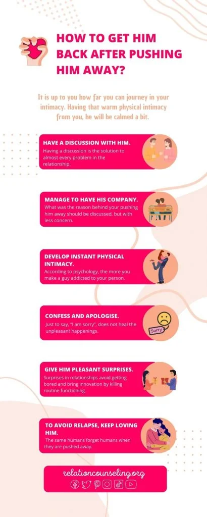 How to GET him back after pushing him away? 6 Steps+Guide